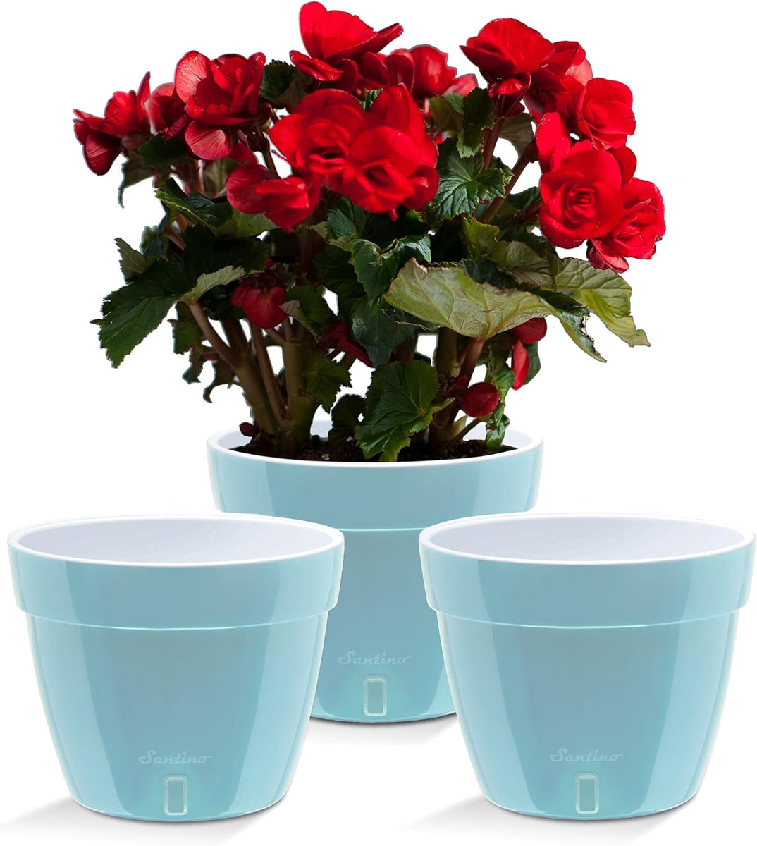 Santino ASTI 7.1 Inch Self Watering Planters Menthol/White (Set of 3 ...