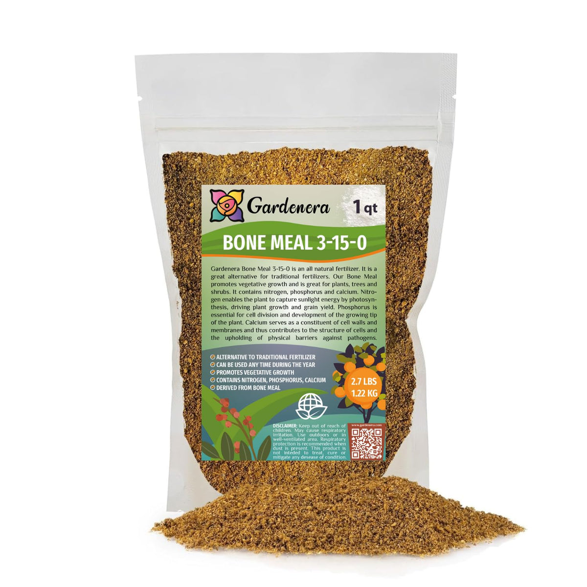 GARDENERA Natural Bone Meal Fertilizer - Add to Potting Soil - Strong ...